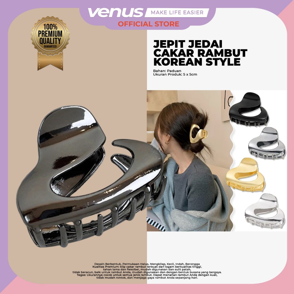 Jual Jepit Jedai Cakar Rambut Popcorn Metal Korean Hair Claw / Medium Jepitan Rambut Korean ...