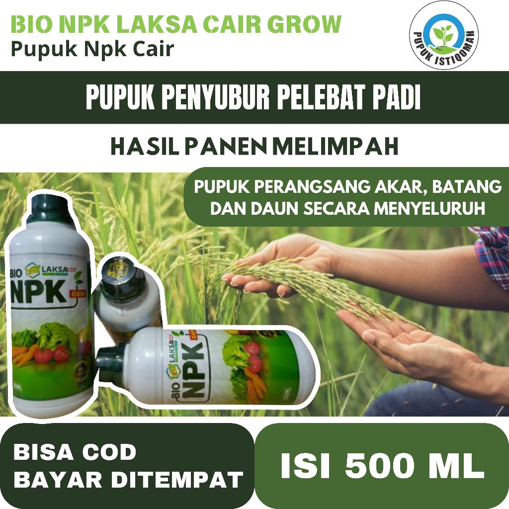 Jual Npk Laksa Grow Pupuk Pelebat Anakan Padi + ZPT Special Penambah Benih dan Bobot Padi Plus ...