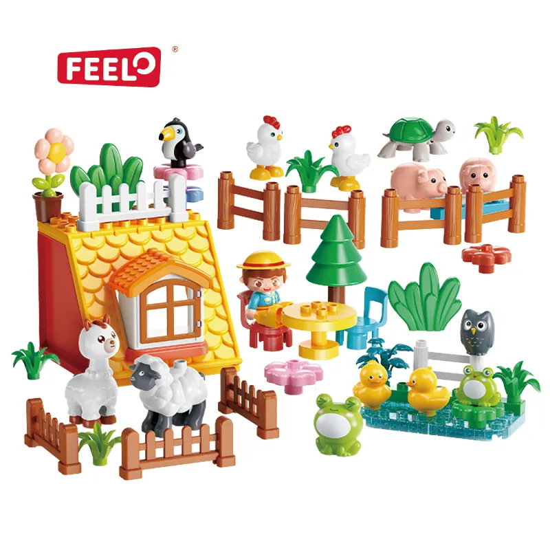 Jual MAPLETOYS Feelo Building Blocks Happy Ranch animal compatible ...