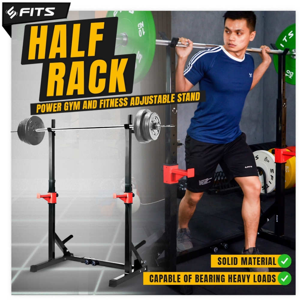Jual FITS Squat Half Rack Power Gym and Fitness Adjustable Stand ...