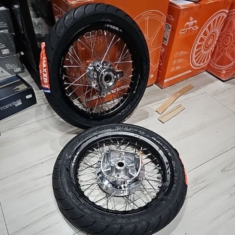 Jual Velg Alloy CRV Excel Japan 14 x 160 dan 14 x 185 Hitam Jeruk Set ...