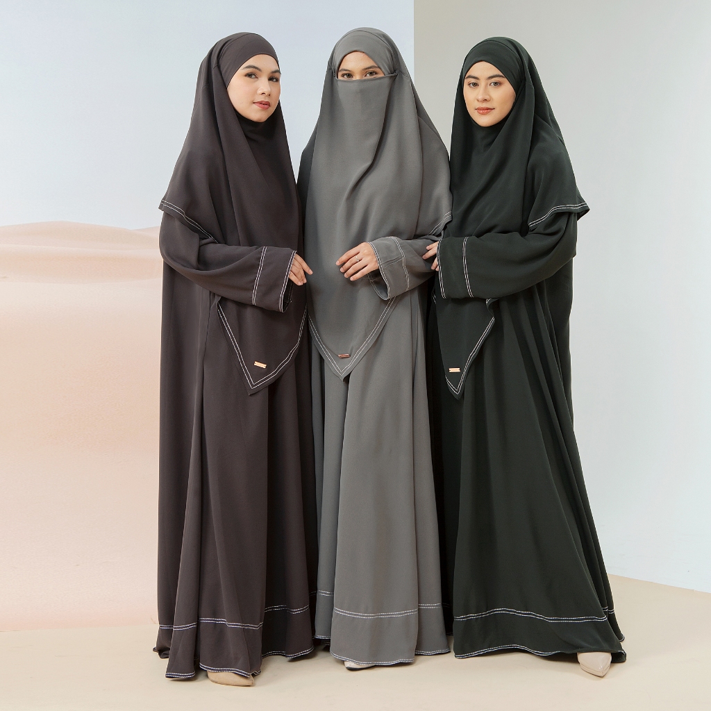 Jual Lozy Hijab - Sadia Abaya Set (Abaya Gamis Set French Khimar Haji dan Umrah Bahan Nadeem ...