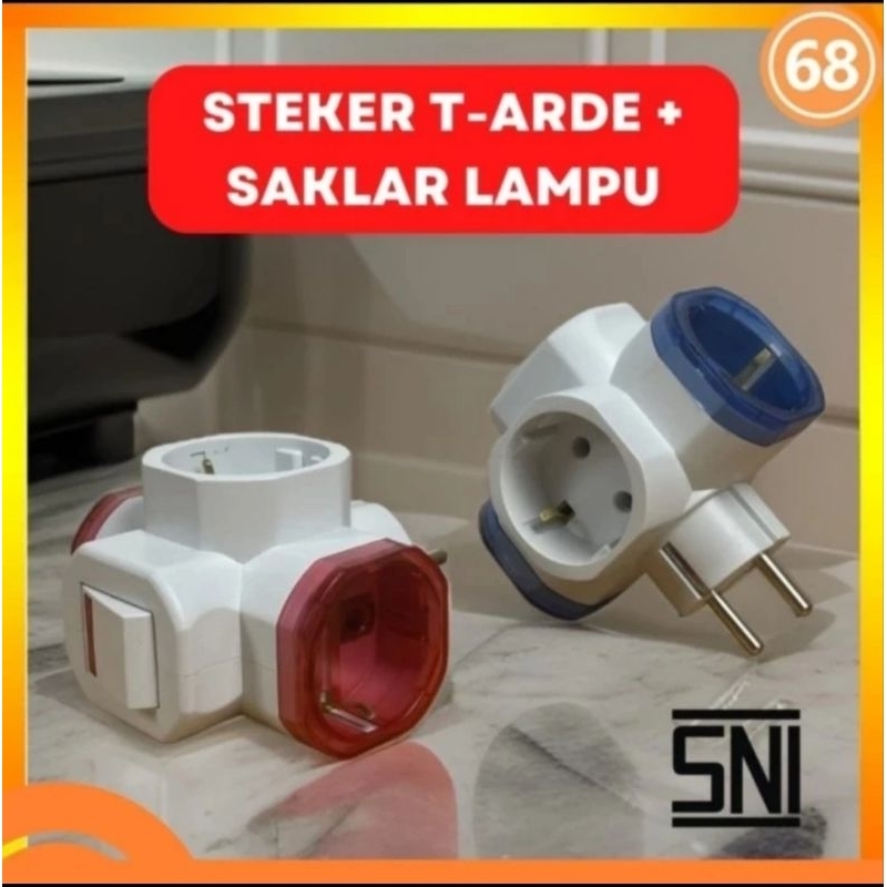 Jual Steker T Arde 3 Cabang + Switch Colokan Listrik Cabang 3 On Off ...