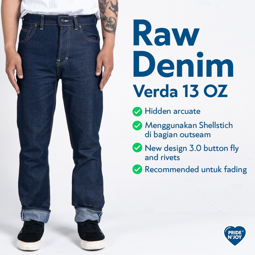 Jual Pride N Joy - Celana Jeans Raw Denim - Verda | Shopee Indonesia