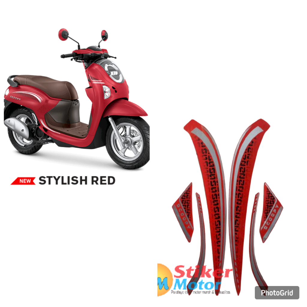 Jual sticker striping body motor honda scoopy stylish 2025 merah-doff ...