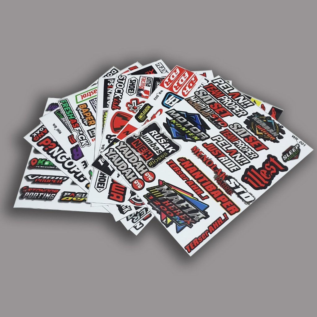 Jual (23-26 Pcs) Stiker Motor Racing Vinyl Waterproof Anti Air Untuk ...