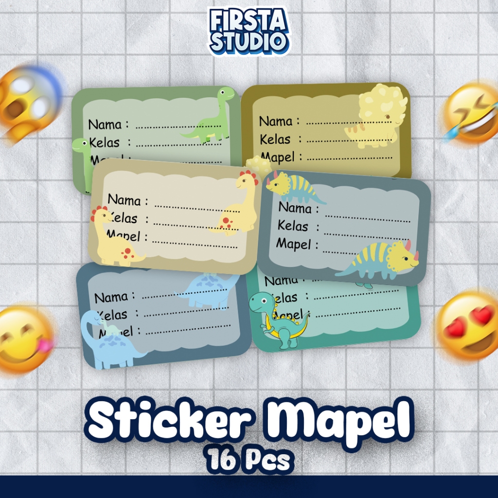 Jual Sticker Label Mapel Buku Sekolah Gambar Dinosaurus 16 Pcs | Shopee ...