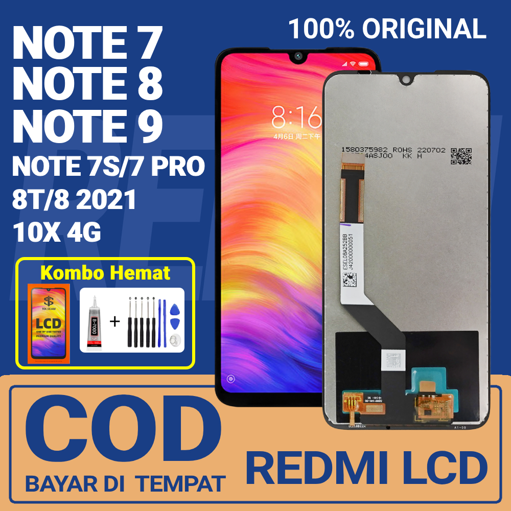 Jual LCD XIAOMI REDMI Note7/7S/7Pro/Note8/8T/8-2021/Note 9/10X-4G Layar Touchscreen Original 100 ...