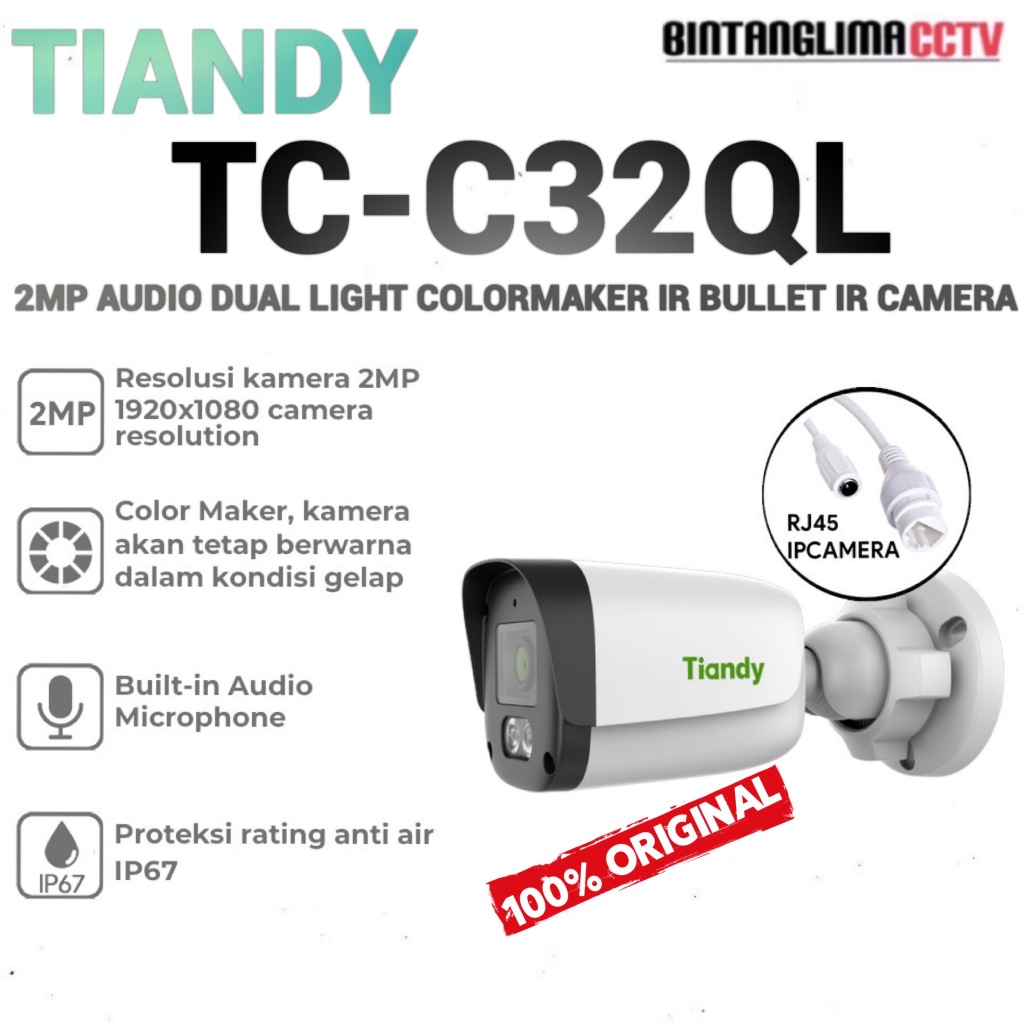 Jual IP CAMERA CCTV TIANDY TC-C32QL 2MP AUDIO COLORFULL POE ONVIF OUTDOOR | Shopee Indonesia