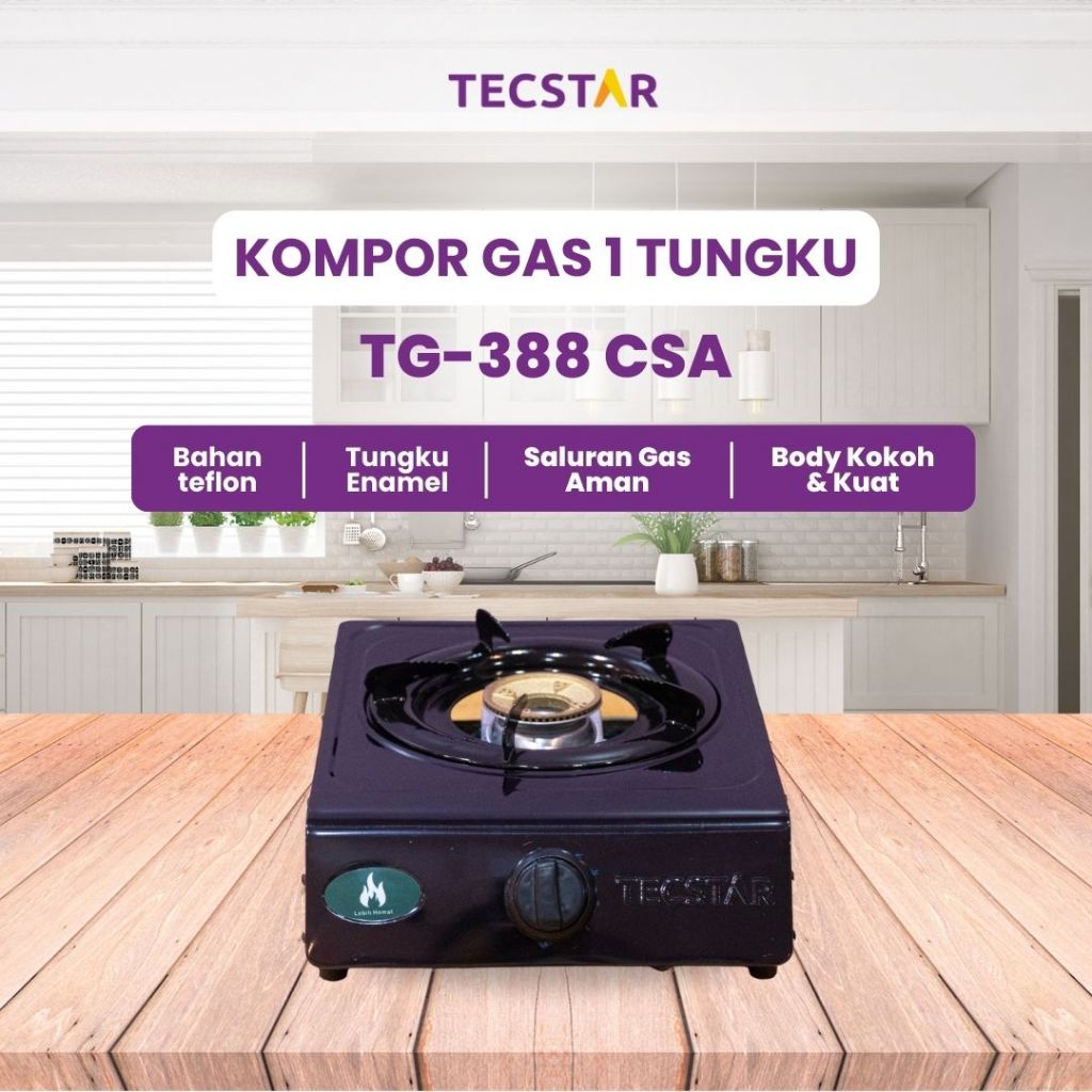 Jual TECSTAR Kompor 1 Tungku Enamel Teraflon Api Biru Anti Slip SNI ...