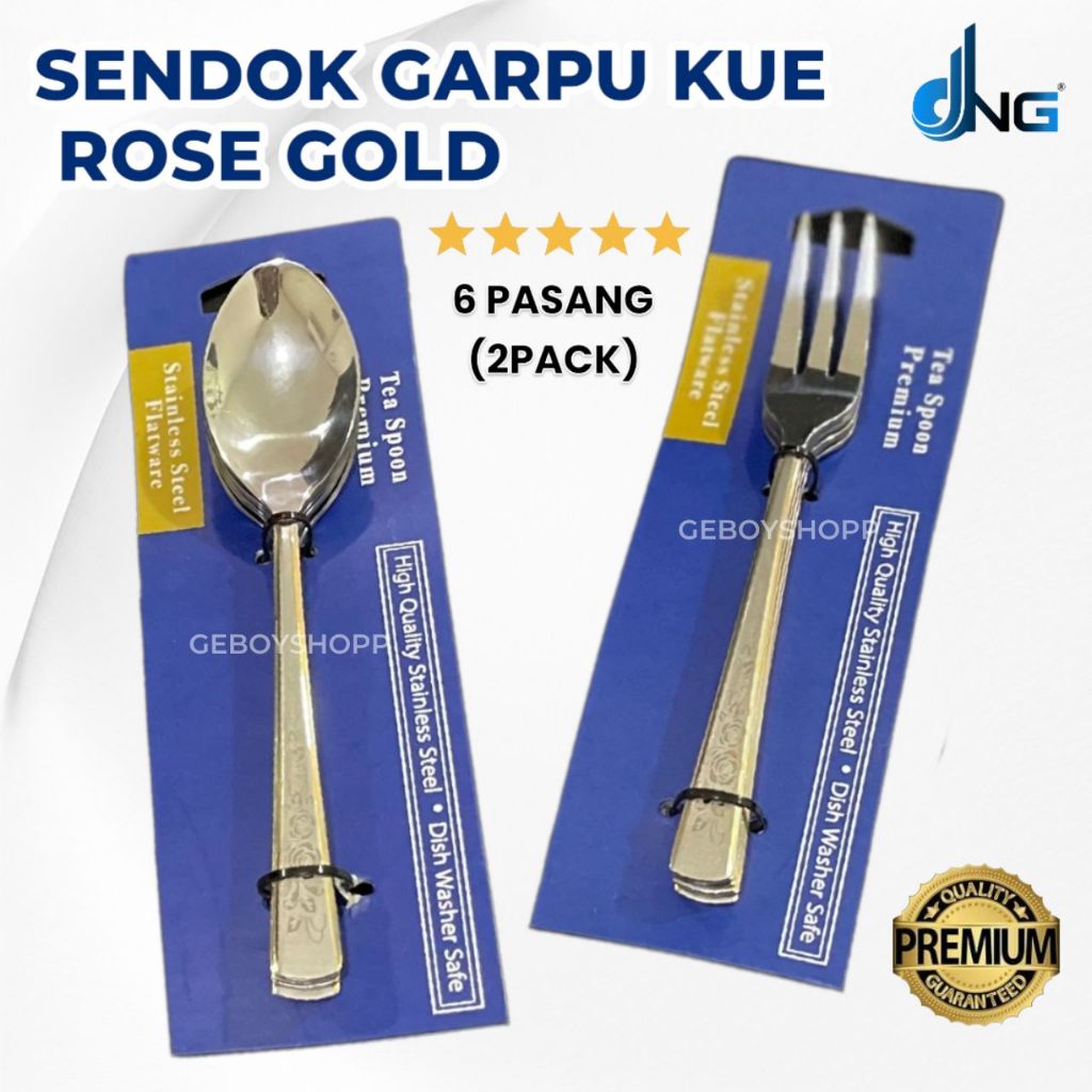 Jual [BUNGA 6PASANG] Sendok Garpu SET DESSERT motif BUNGA Rose Gold ...