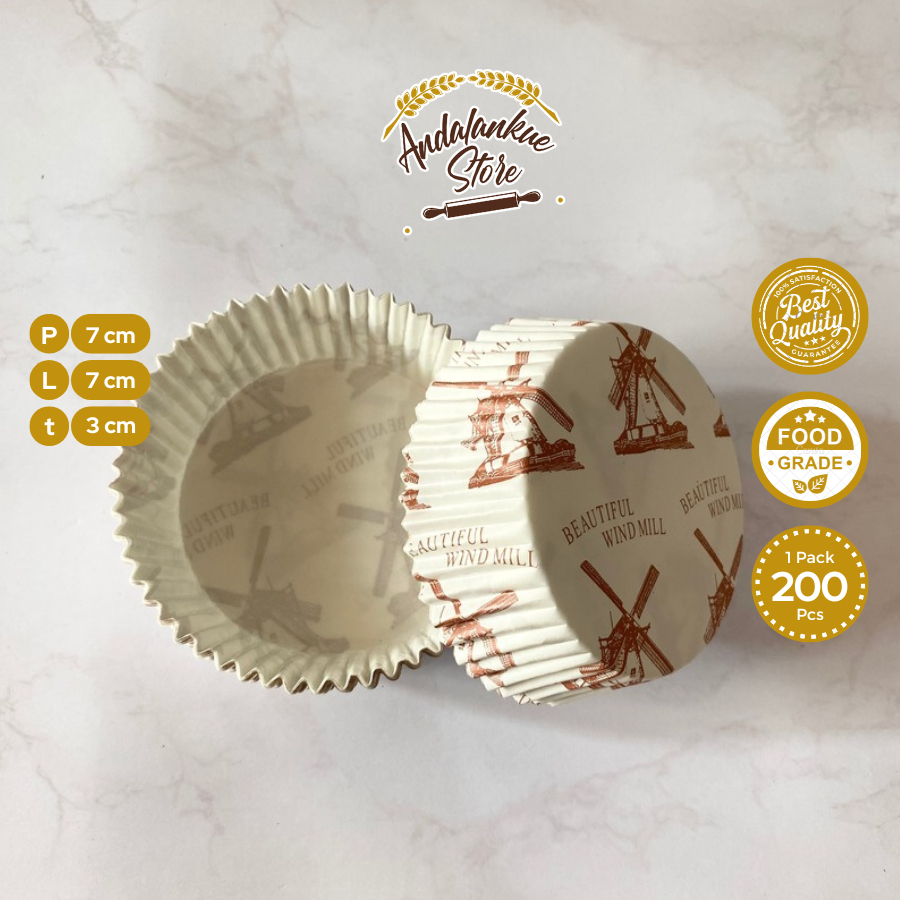 Jual Cup Roti Laminasi Bulat 7 cm (Anti Lengket) Motif Kincir Isi 200 ...
