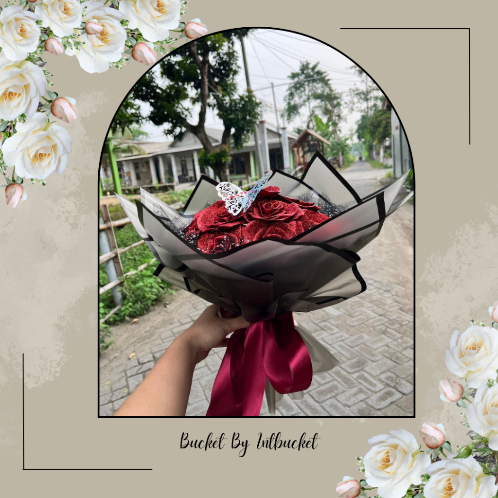 Jual Bunga Pita Satin MAROON 10 Tangkai Bunga Buket Bunga Pita Satin ...