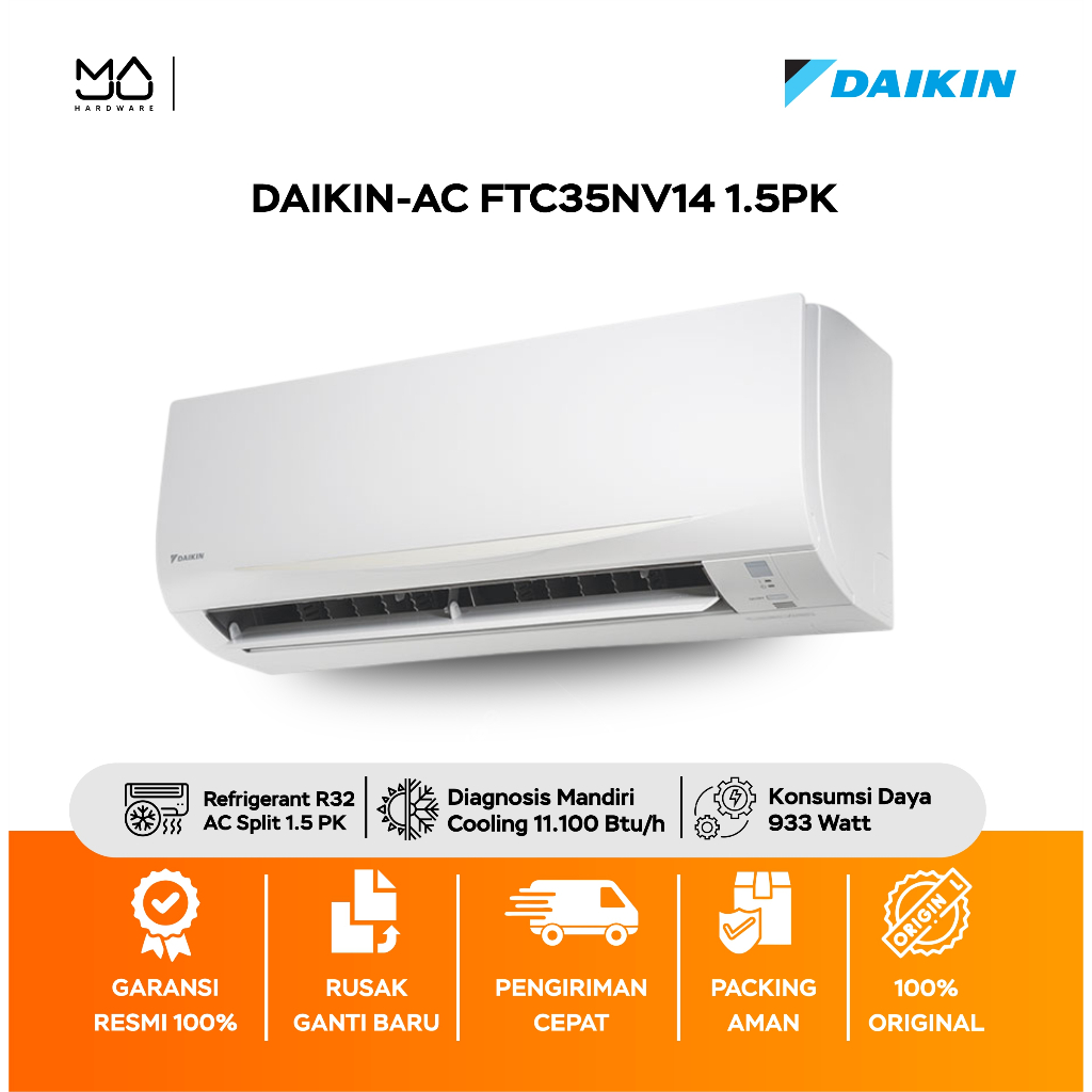 Jual DAIKIN FTC35NV14 AC SPLIT 1.5PK Super Mini Split Standard Thailand Putih - Garansi Resmi ...