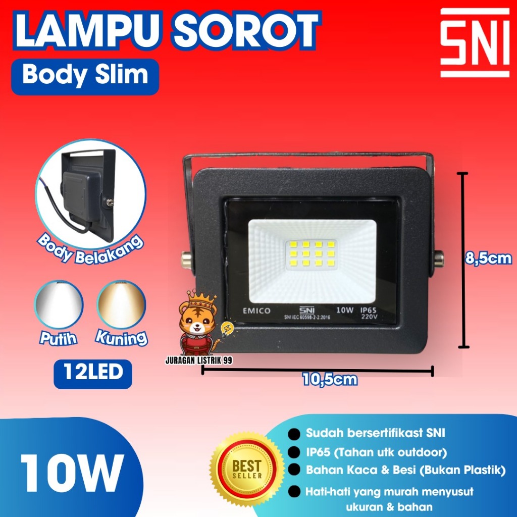 Jual LAMPU SOROT LED 10W 10 WATT / FLOODLIGHT OUTDOOR TEMBAK LAPANGAN TAMAN | Shopee Indonesia