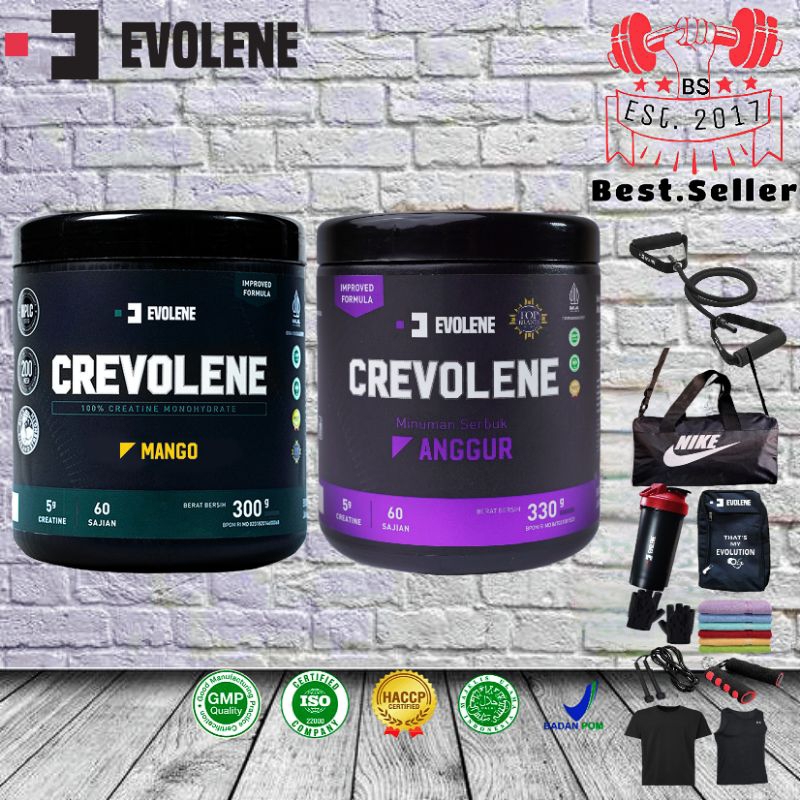 Jual CREVOLENE EVOLENE Creatine Monohydrate & Creapure 60 serving ...