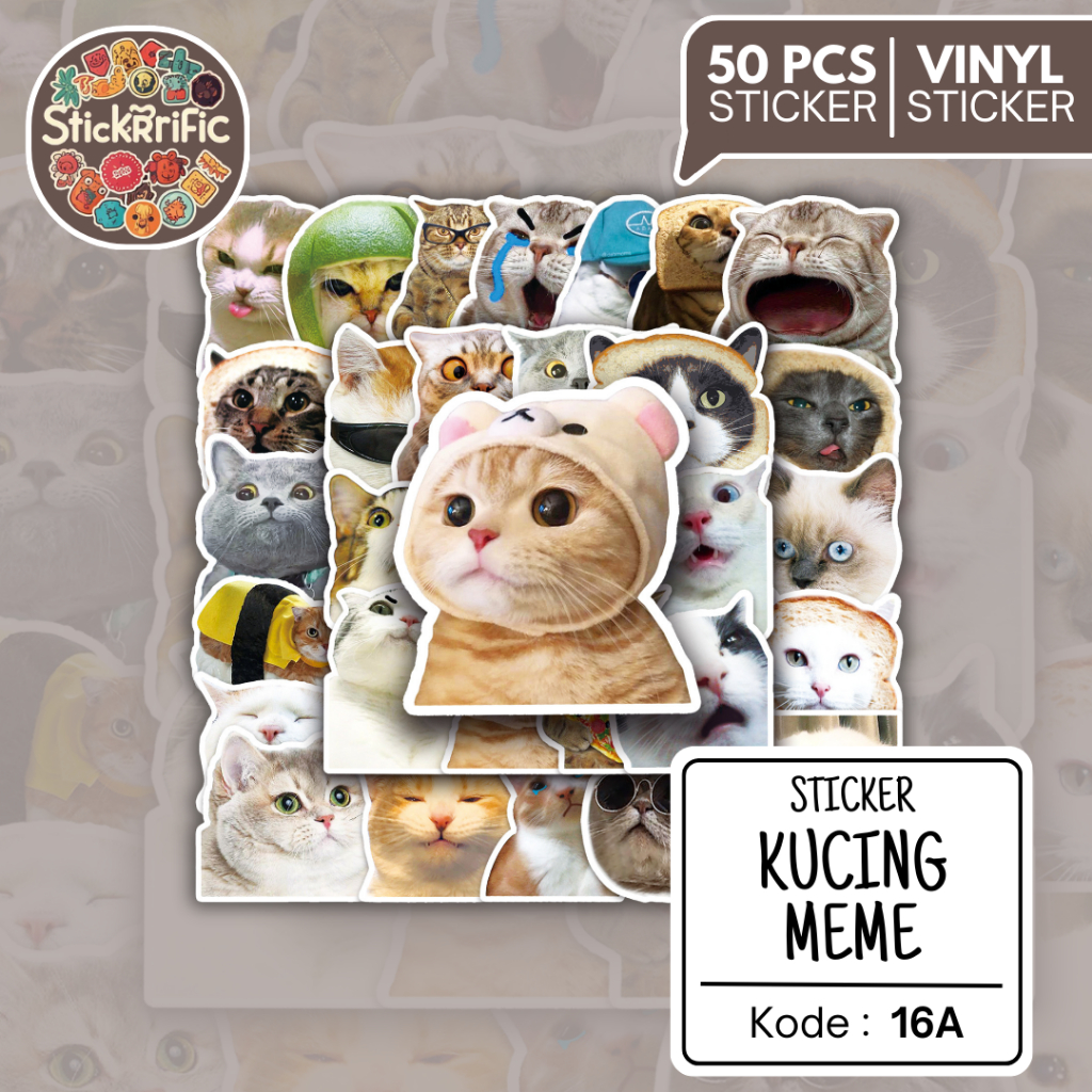 Jual Sticker Meme Kucing Lucu Isi 50pcs - Stiker Hewan Kocak Premium ...