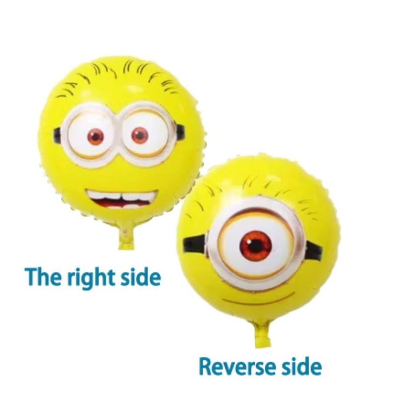 Jual balon foil kepala minion head balloon bulat round papoy gru kevin ...