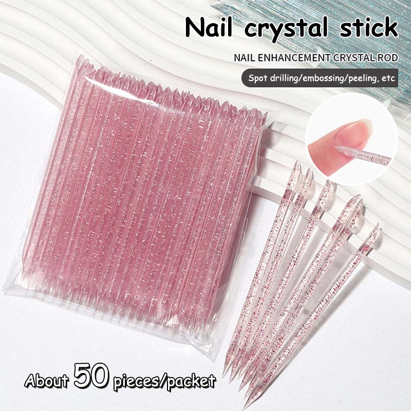 Jual COD ️(1 Set 50 Pcs) Reusable Crystal Stick Cuticle Remover Tool ...