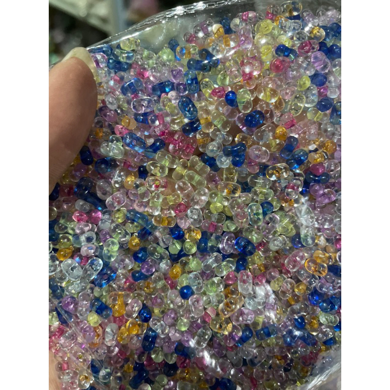 Jual manik KACANG BENING mix warna biru birel ukuran 3*6mm | Shopee ...