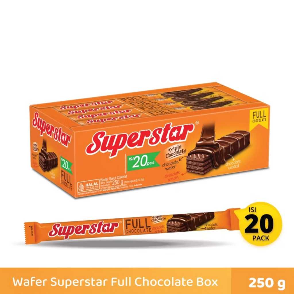 Jual SUPER STAR ROMA WAFER COKLAT BOX ISI 20 PCS | Shopee Indonesia