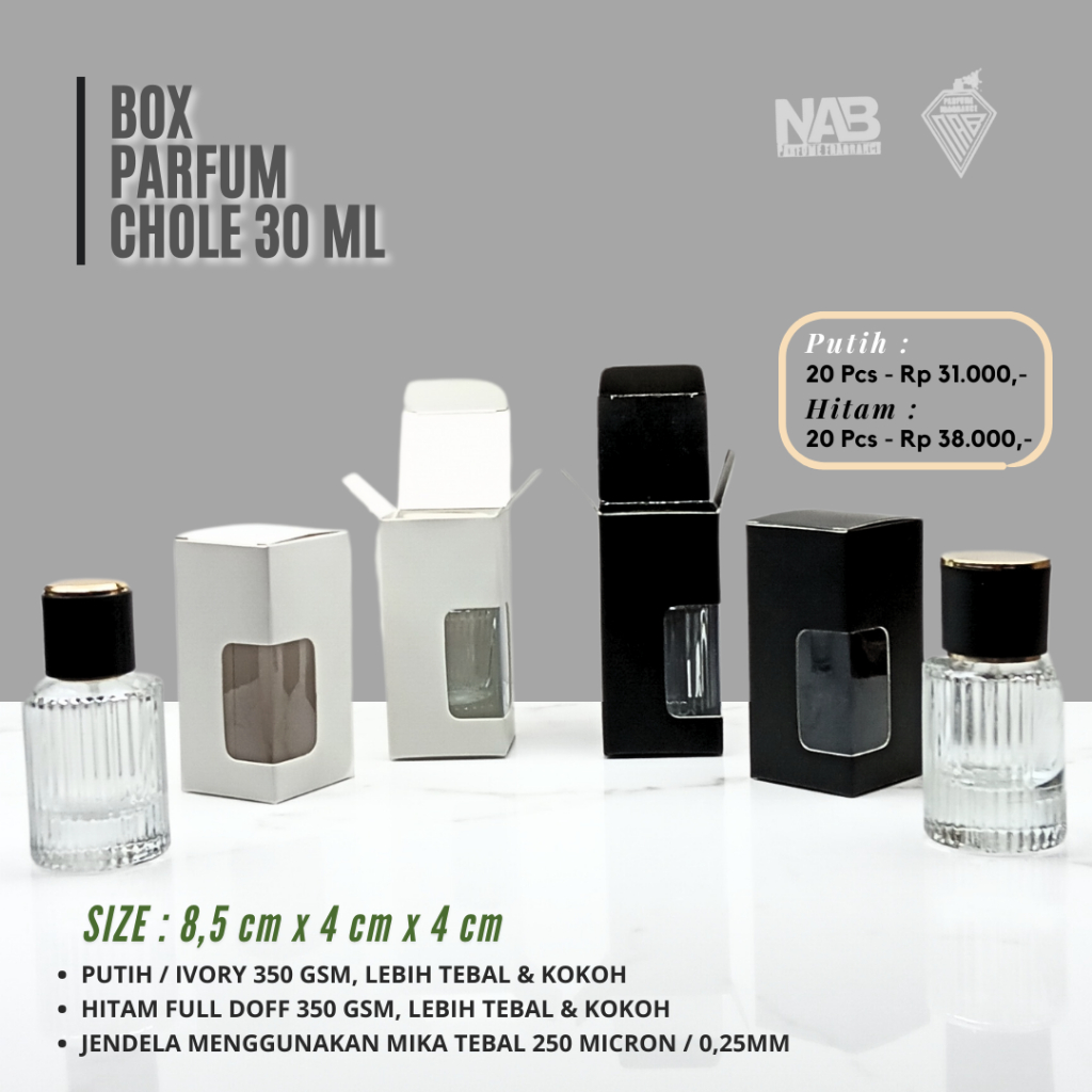 Jual 20 PCS - BOX PARFUM KOTAK 30ML CLOE / DUS - BOX KEMASAN PARFUM ...