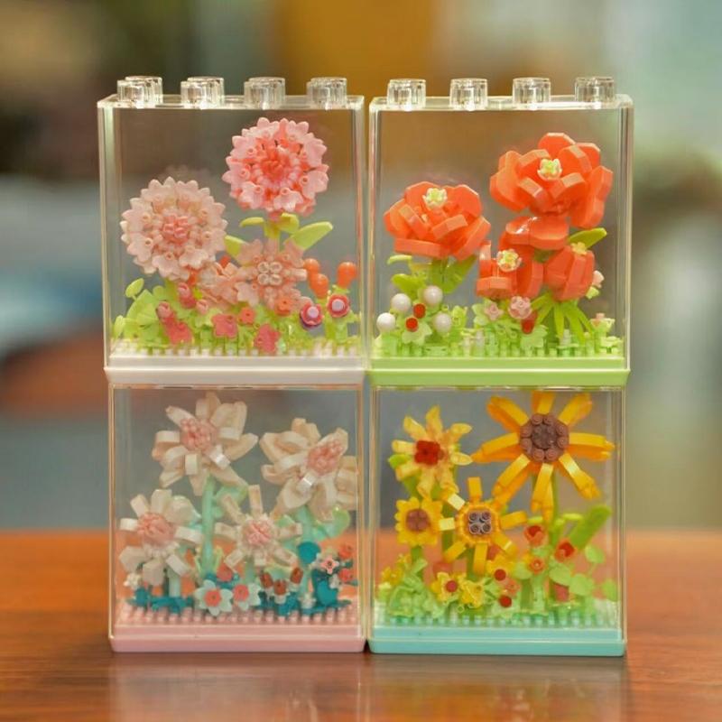 Jual Block Flower Bricks Sudah Termasuk Kotak Akrilik Dream Flower Box ...