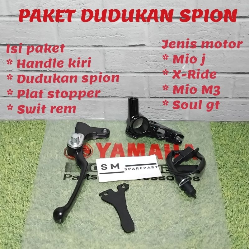 Jual ( Black ) dudukan spion kiri handle rem kiri dan swit rem dan plat ...