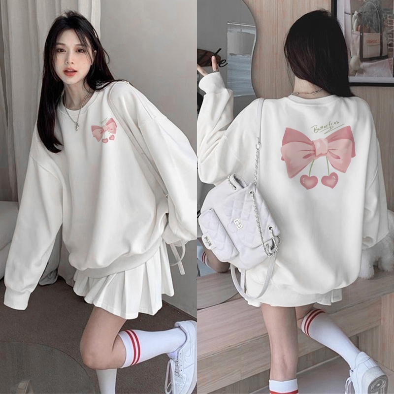 Jual Sweater Oversize Wanita Lengan Panjang Versi Korea Cetak Pita ...