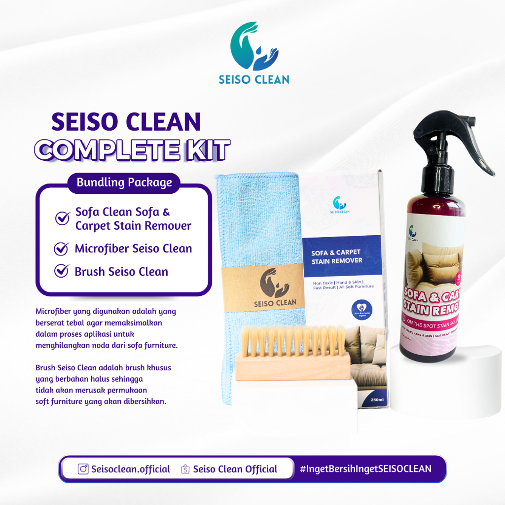 Jual [COMPLETE KIT] Penghilang Noda Sofa & Karpet SEISO CLEAN Rose Pink ...