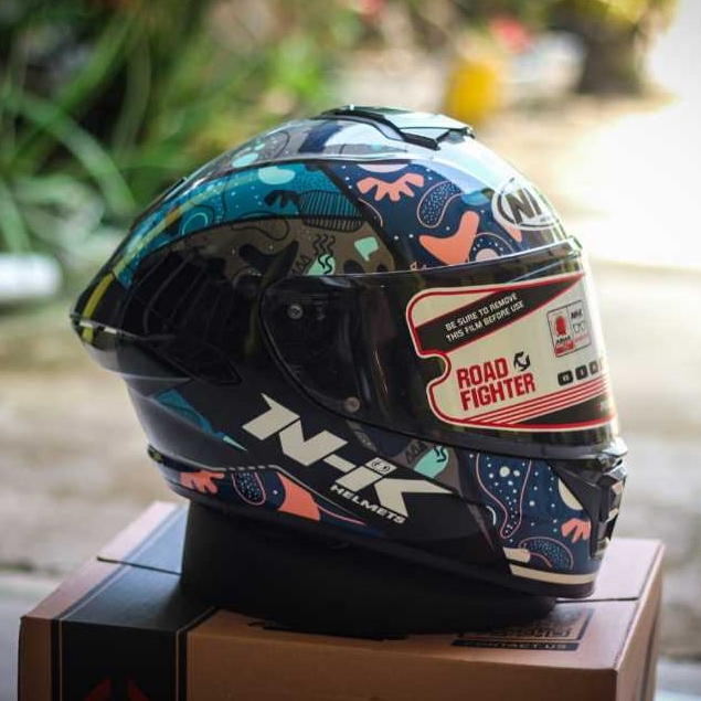 Jual NHK Mark 1 Bacteria Black Blue Full Face Helmet Single Visor ...