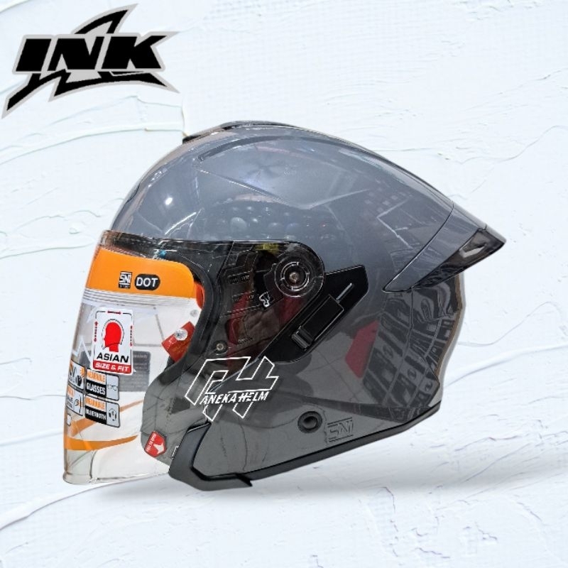 Jual HELM INK TERRA 2 GREY GLOSSY | DOUBLE VISOR | Shopee Indonesia