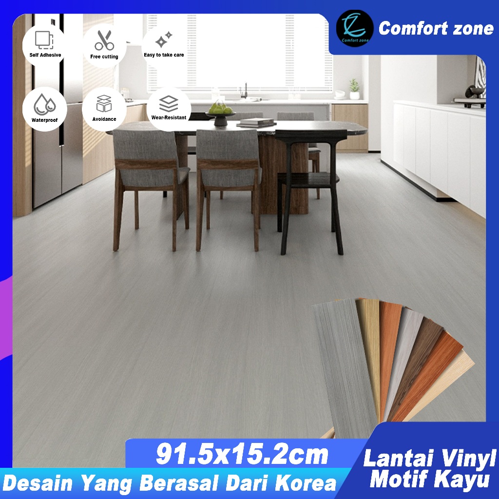 Jual 【Comfort Zone】Lantai Vinyl Stiker Premium PVC Ukuran 91.5x15.2cm ...