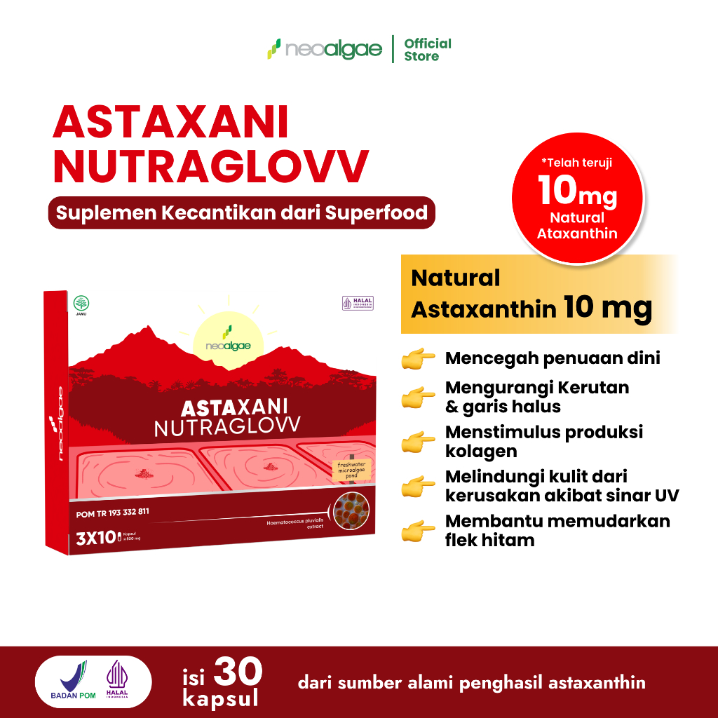 Jual Astaxani Nutraglovv - Suplemen 10mg natural astaxanthin Original ...