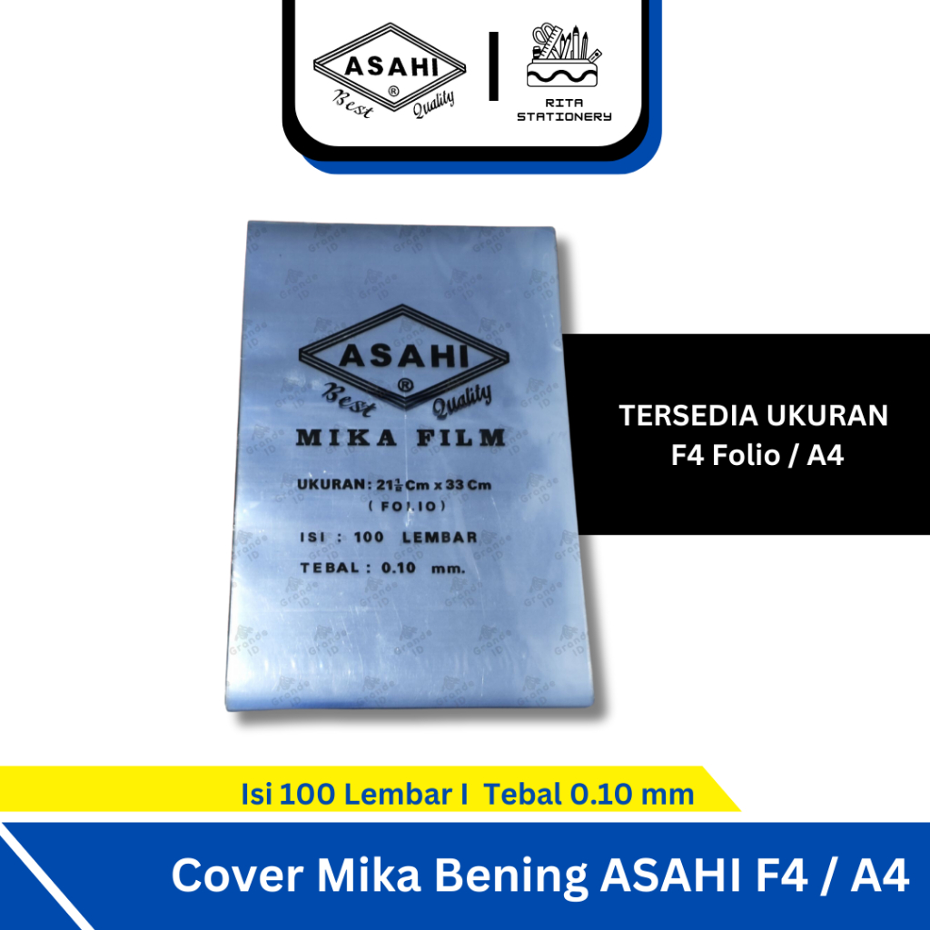 Jual Asahi Mika Plastik Cover Jilid F4 Folio / A4 1 Pack isi 100 - Clear Bening Tebal 0.10 ...