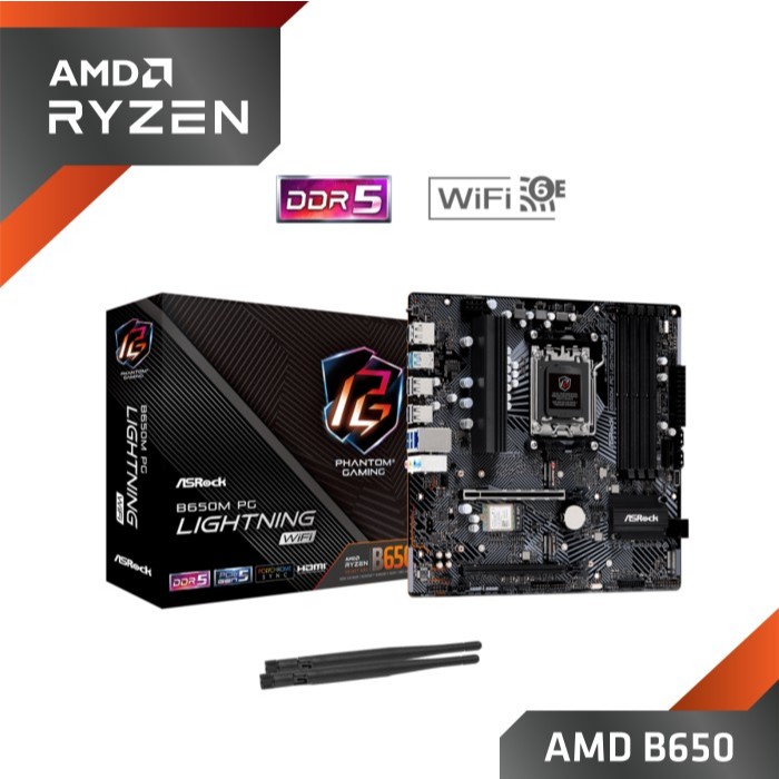 Jual ASROCK B650M PG Lightning WiFi Motherboard AMD B650 AM5 DDR5 m-ATX ...