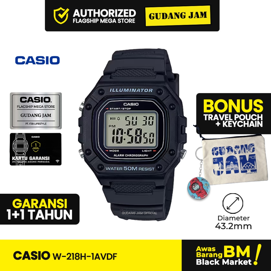 Jual Jam Tangan Casio W-218H-1AVDF W-218H W-218 W218H W 218H | Shopee ...
