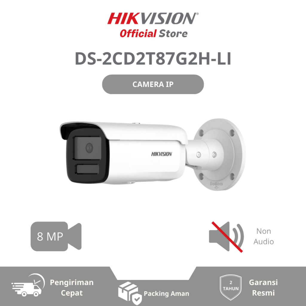 Jual HIKVISION - DS-2CD2T87G2H-LI Camera IP CCTV 8 MP Smart Hybrid Light with ColorVu Fixed ...