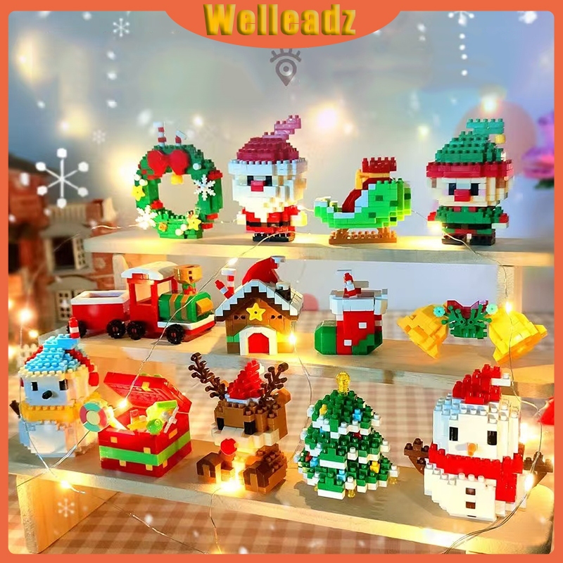 Jual Christmas Mainan Mini Bricks Toys Kartun Building Block Kecil ...