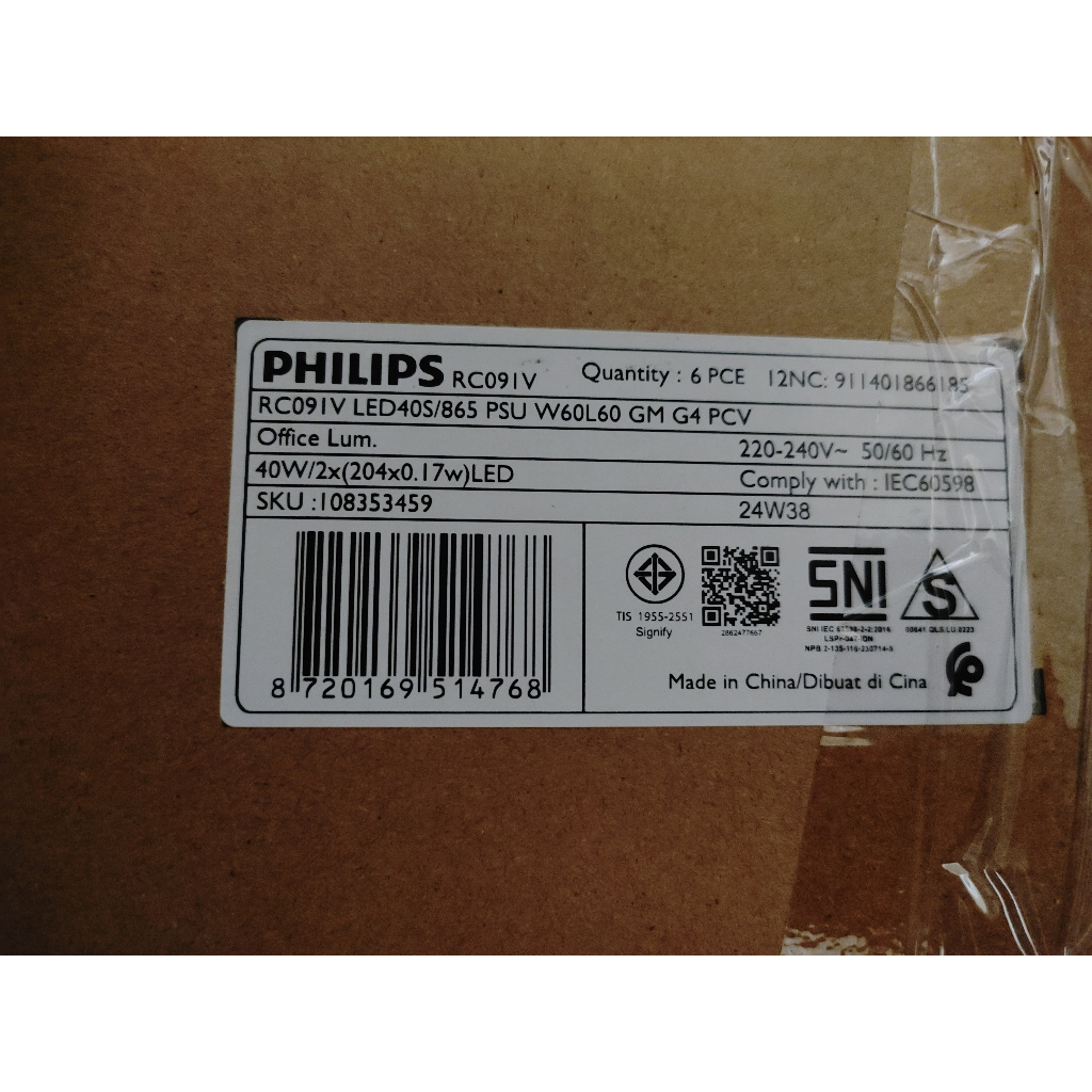 Jual Lampu Slim Panel Led Philips RC091V LED40S/865 PSU W60L60 G4 ...