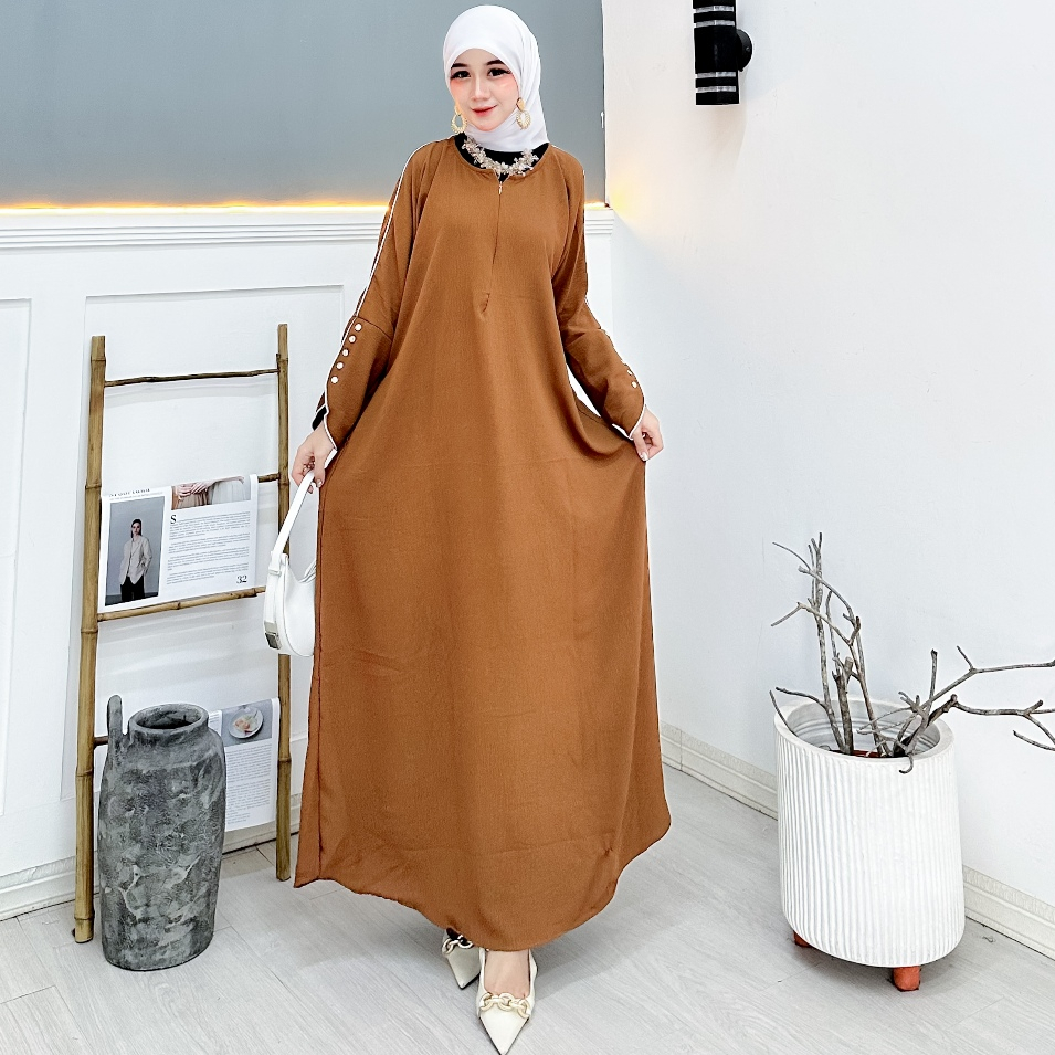 Jual Mecca Gamis Abaya Wanita Jumbo Model Batwing Bahan Crinkle Polos ...