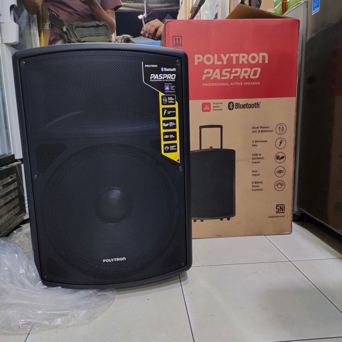 Jual Polytron Bluetooth Trolley Speaker Active Speaker Aktif Karaoke 15 Inch PAS PRO 15F3 ...