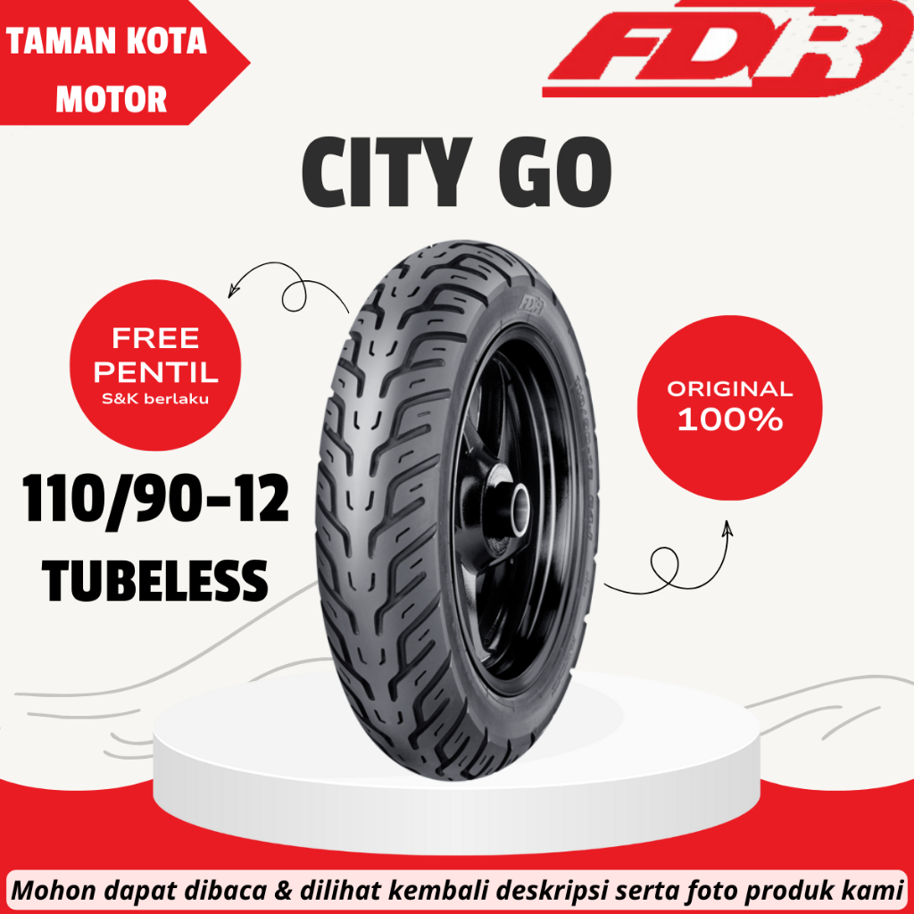 Jual BAN MOTOR METIC FDR CITY GO 110/90-12 Tubeless (TL) ORIGINAL ...