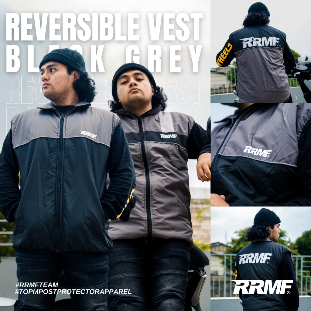 Jual RRMF Official Vest Reversable Black Grey New Rompi Pria | Shopee ...