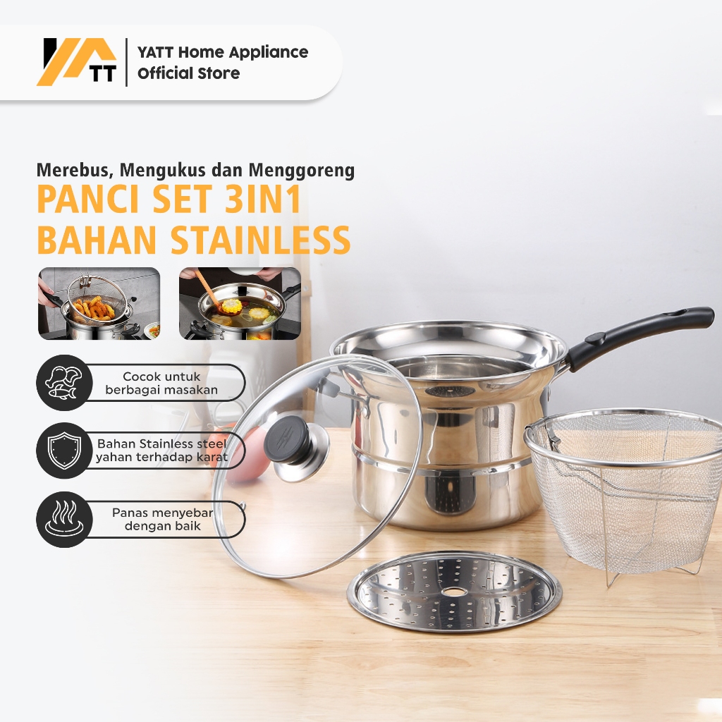 Jual YATT Panci Multifungsi 3in1Stainless/Panci Set Kukus Rebus ...