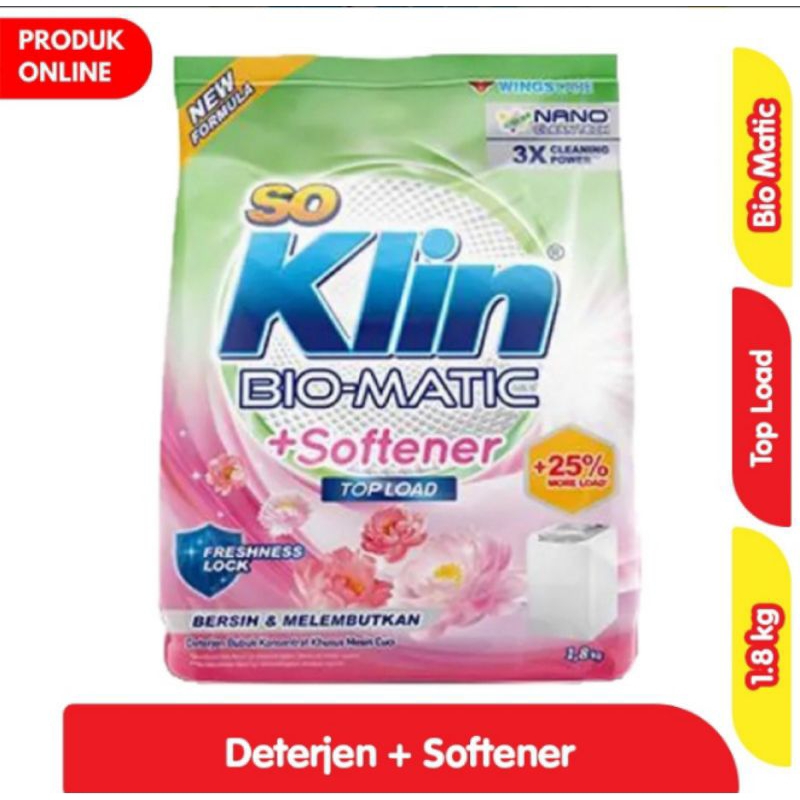 Jual So Klin Bio-Matic Detergent Bubuk Konsentrat + Pelembut mesin cuci ...