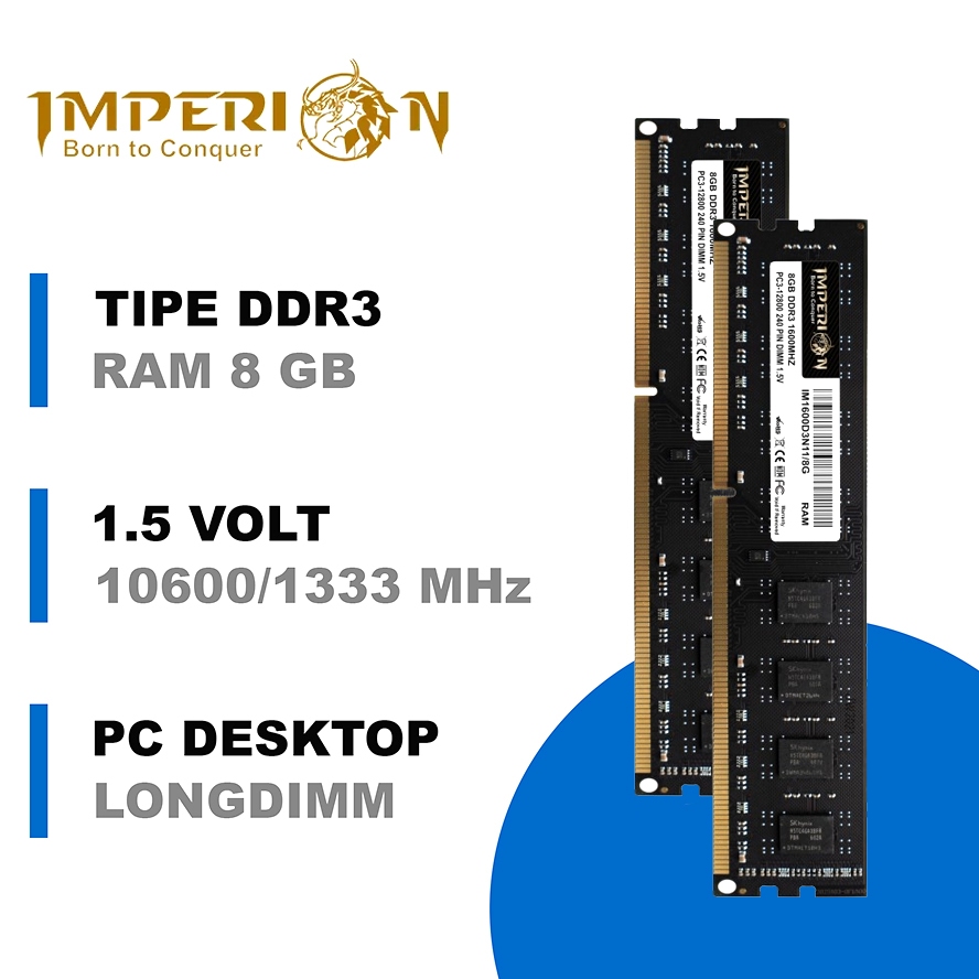 Jual Imperion RAM 8GB DDR3 10600/1333 MHz PC Desktop | Shopee Indonesia