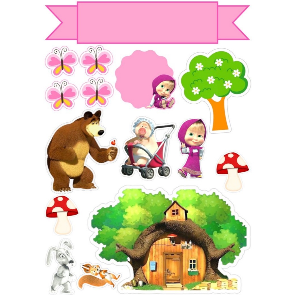 Jual Topper MARSHA & THE BEAR / Topper Bisa Custom Nama / Topper Hiasan ...