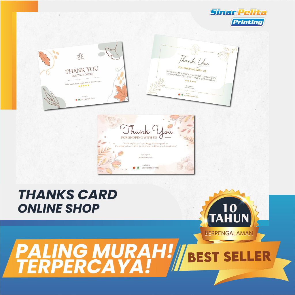 Jual Kartu Ucapan | Thanks Card Olshop | Thanks Card Custom Ukuran A6 ...