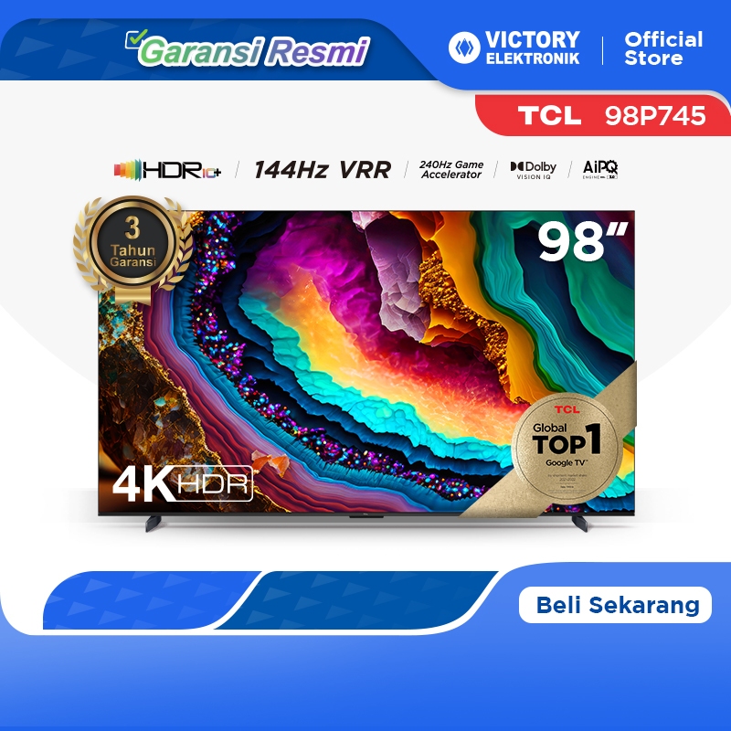 Jual TCL 98 inch 4K Google TV HDR 10+ Dolby Vision IQ - WCG - 144hz VRR - 240hz - 98P745 ...